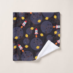 Rocket in Space Bath Towel Set | Zazzle