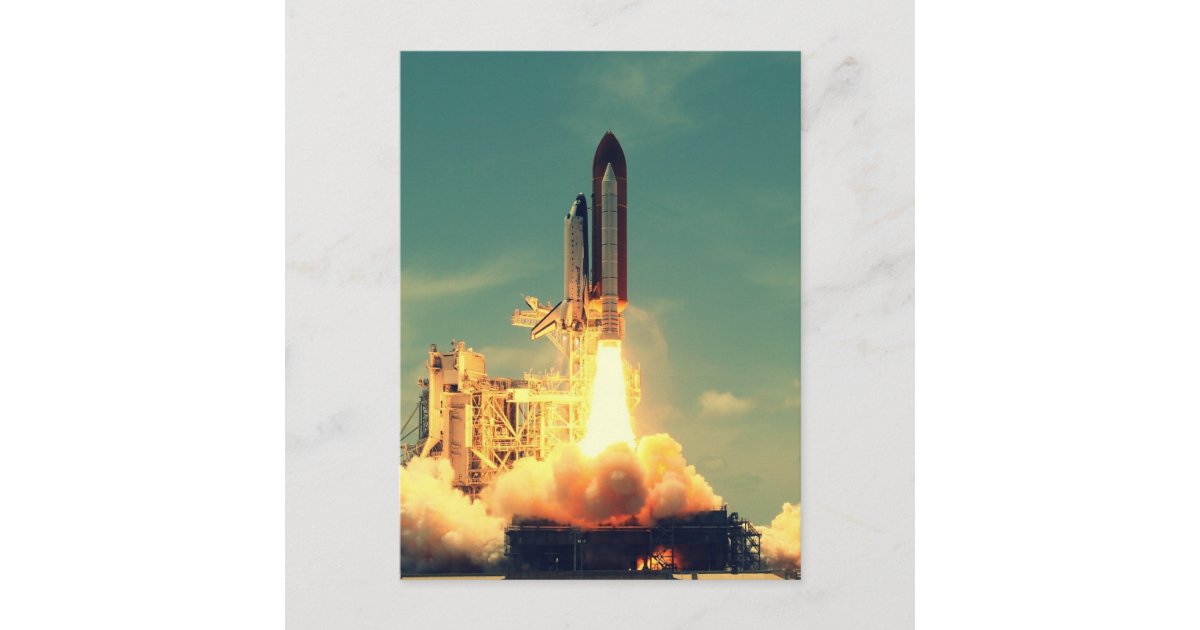 Rocket launch postcard | Zazzle