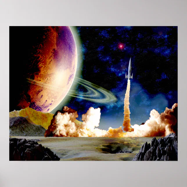 Rocket Launch Poster | Zazzle
