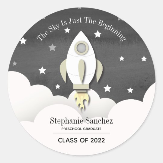 Rocket Outer Space Graduation Classic Round Stick Classic Round Sticker ...