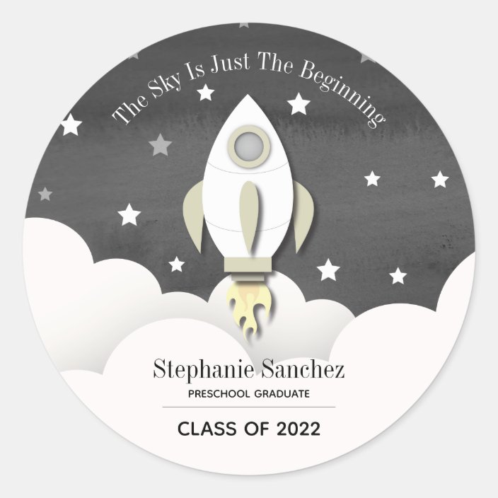 Rocket Outer Space Graduation Classic Round Stick Classic Round Sticker ...