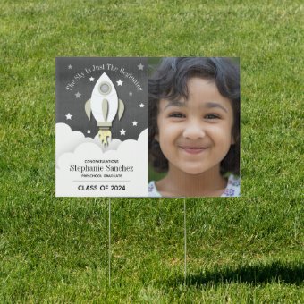 Rocket Outer Space Graduation Photo Yard Sign | Zazzle