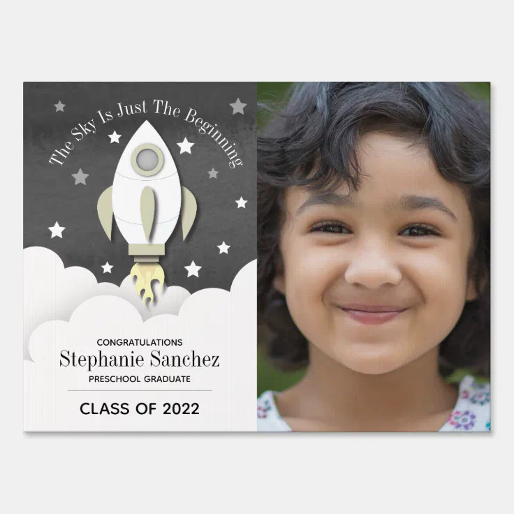 Rocket Outer Space Graduation Photo Yard Sign | Zazzle