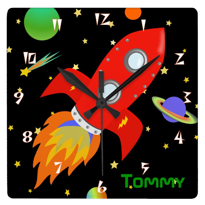 Rocket Personalized Wall Clock | Zazzle.com