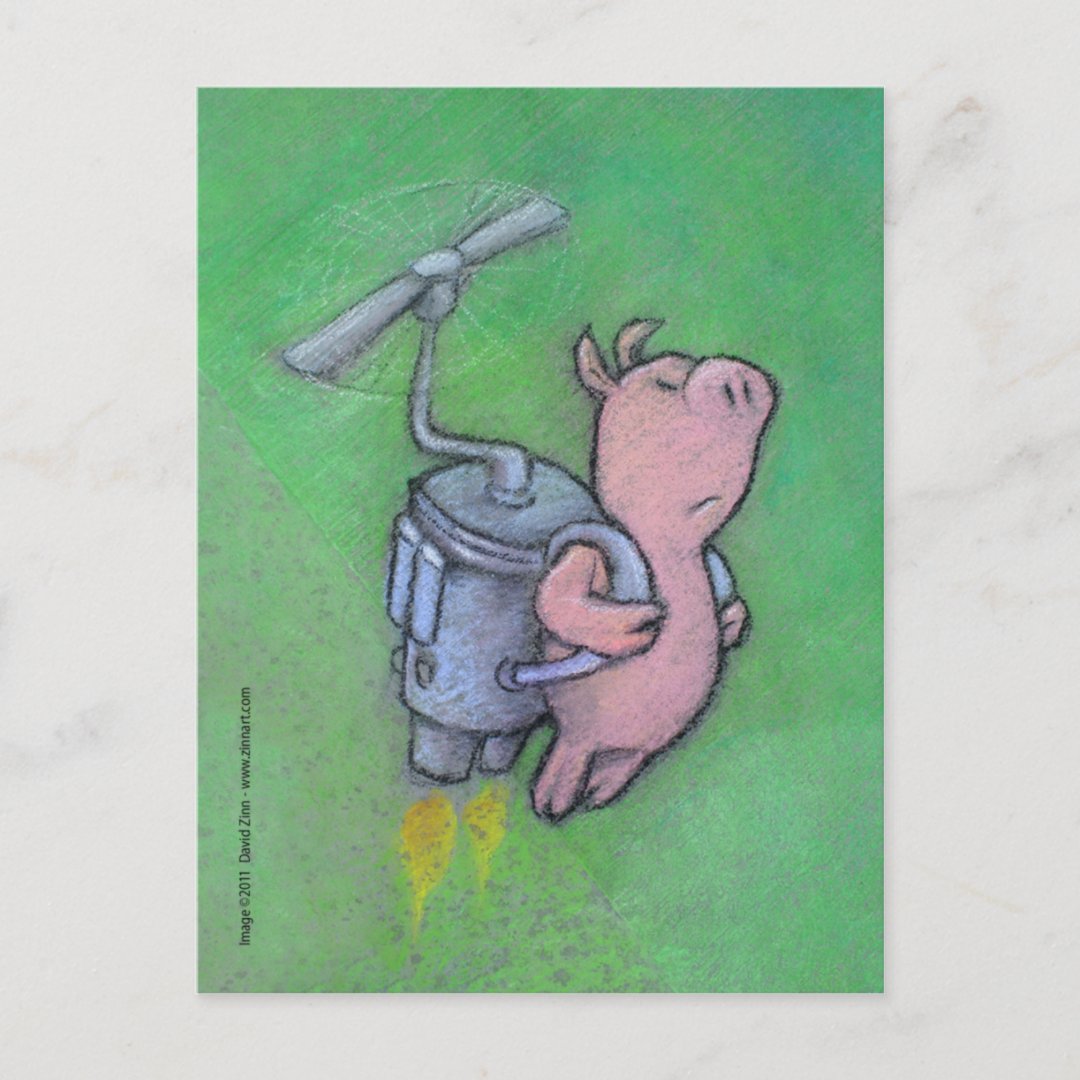 rocket pig postcard | Zazzle