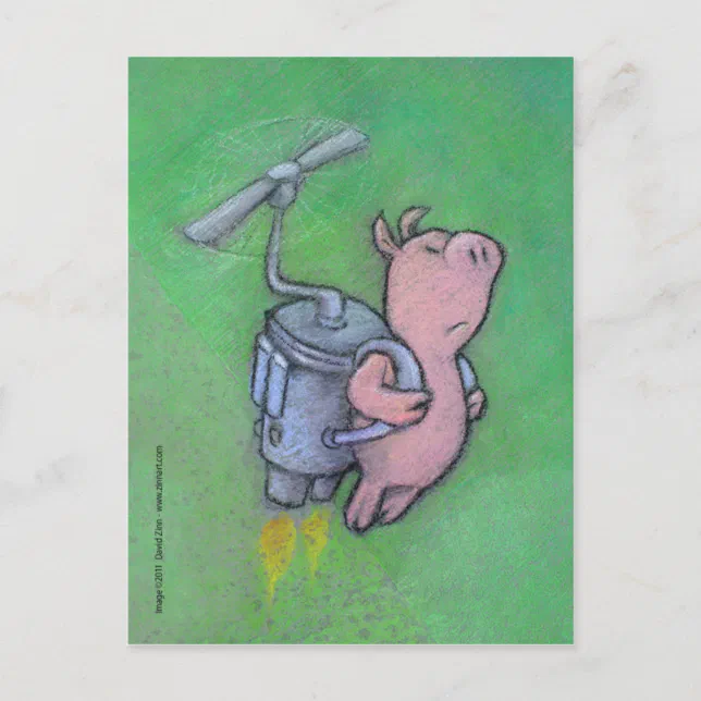 rocket pig postcard | Zazzle