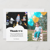 Rocket planets galaxy & outer space thank you card | Zazzle
