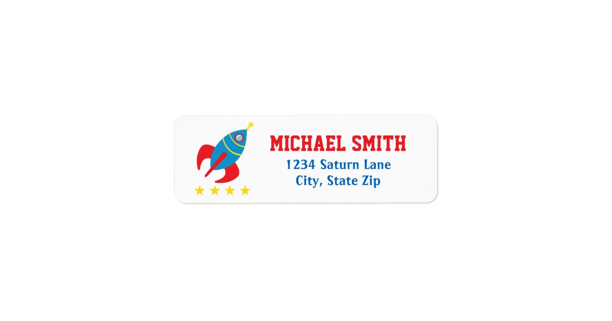 Rocket Return Address Label Outer Space | Zazzle