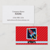 Rocket; Scarlet Red Stripes Business Card | Zazzle