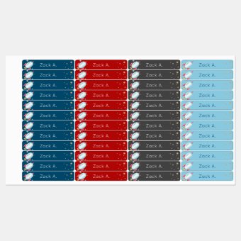 Rocket Ship and Stars Waterproof Kids' Labels | Zazzle