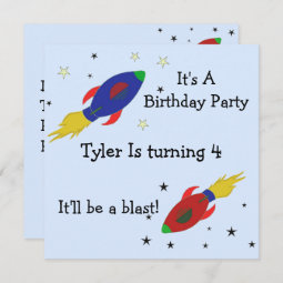 Rocket Ship Birthday Party Invitation | Zazzle