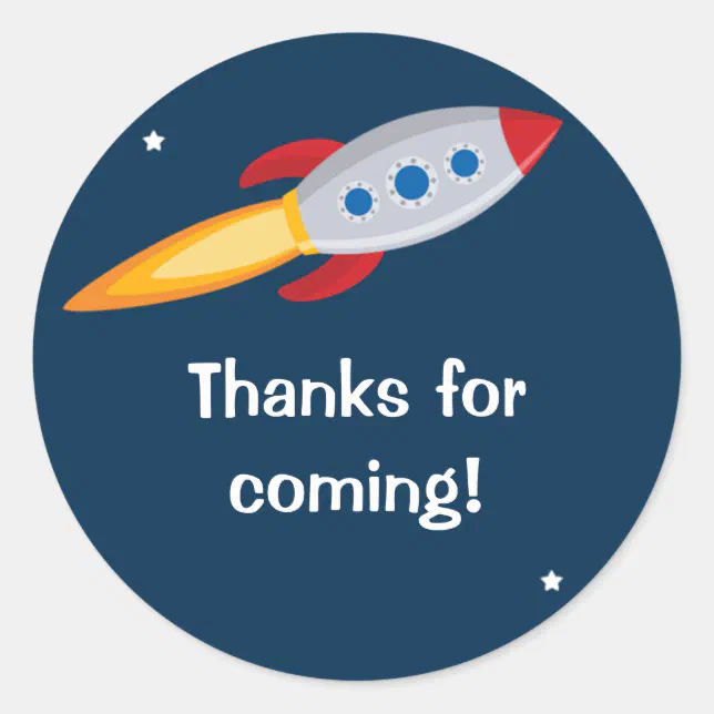 Rocket Ship Birthday Party Sticker | Zazzle