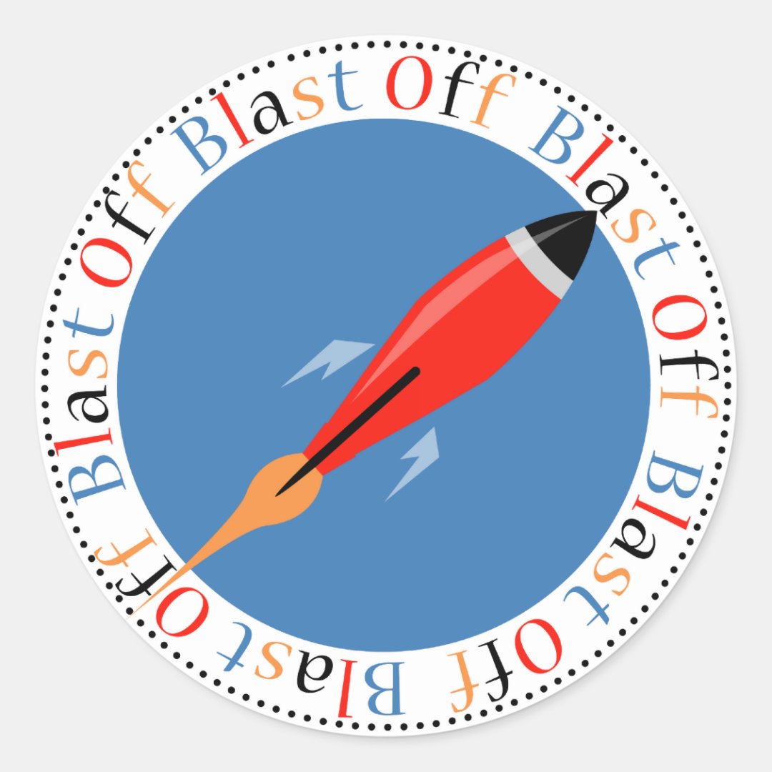 Rocket Ship Birthday Party Stickers | Zazzle