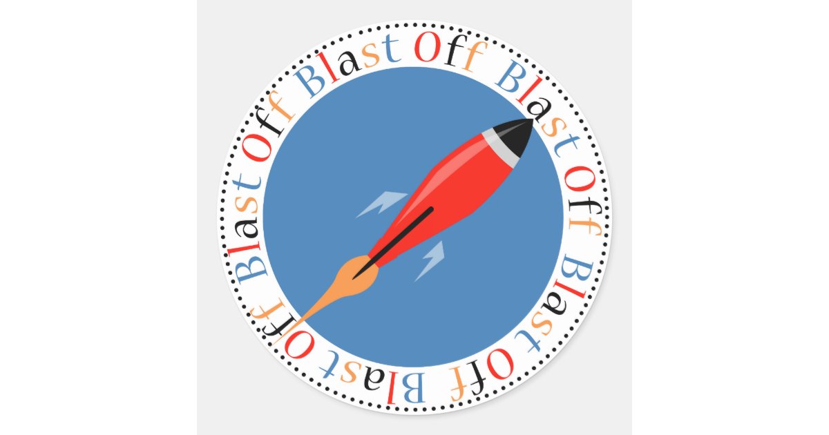 Rocket Ship Birthday Party Stickers | Zazzle