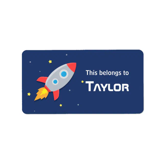 Rocket Ship Blast into Outer Space, For kids Label | Zazzle