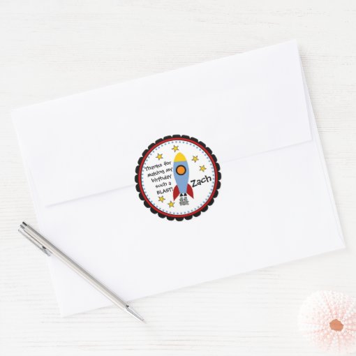 Rocket Ship Blast Off Stickers | Zazzle