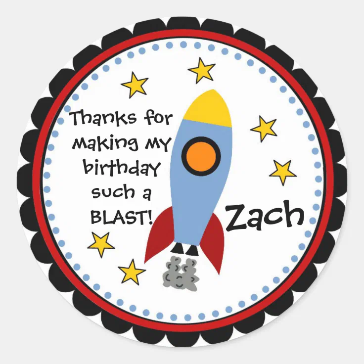 Rocket Ship Blast Off Stickers | Zazzle