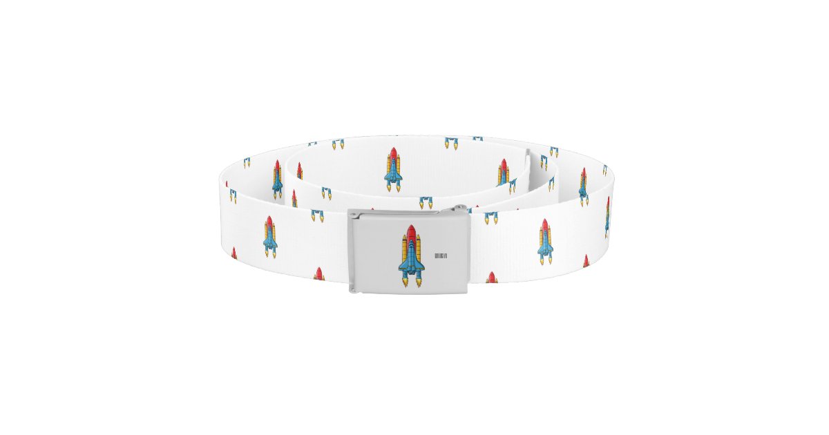 Rocket ship cartoon illustration belt | Zazzle