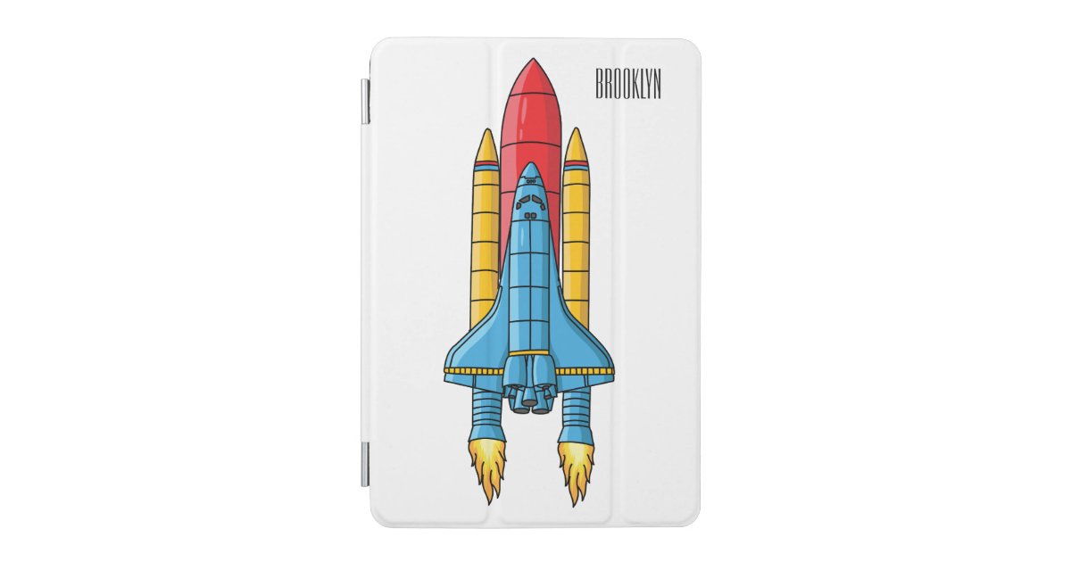 Rocket ship cartoon illustration iPad mini cover | Zazzle