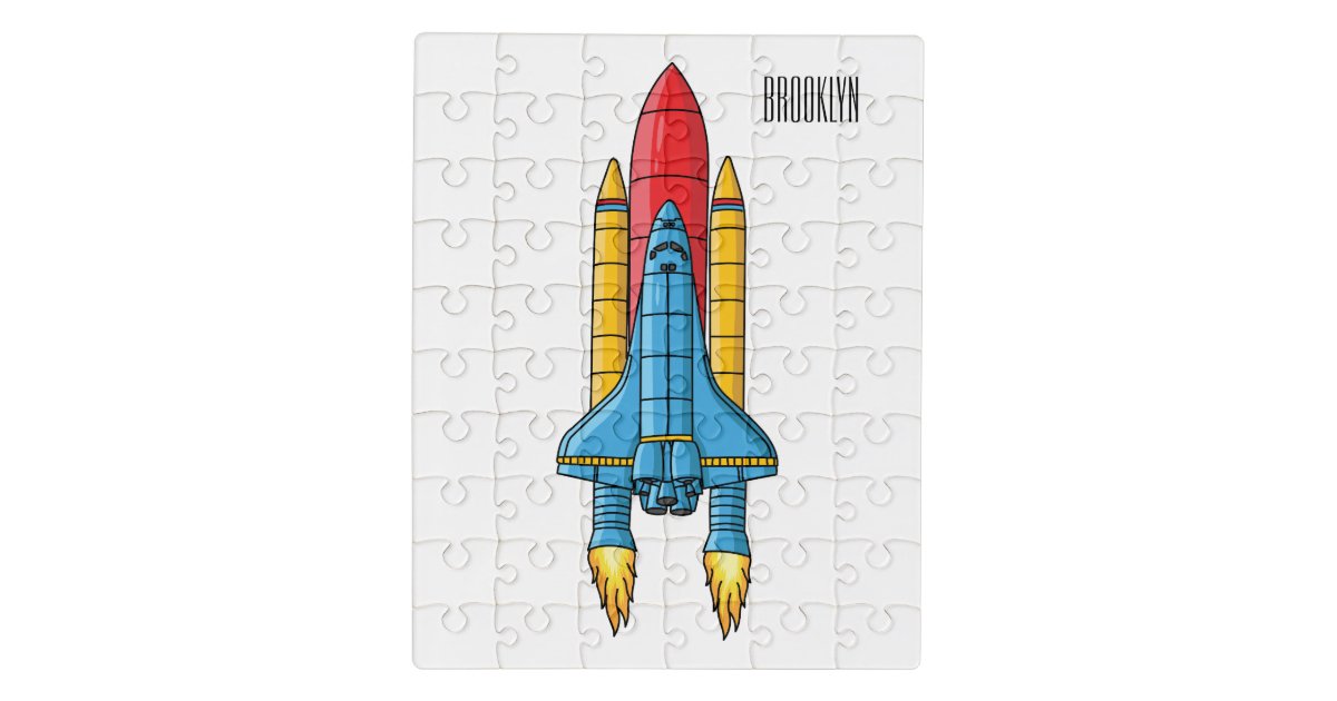 Rocket ship cartoon illustration jigsaw puzzle | Zazzle