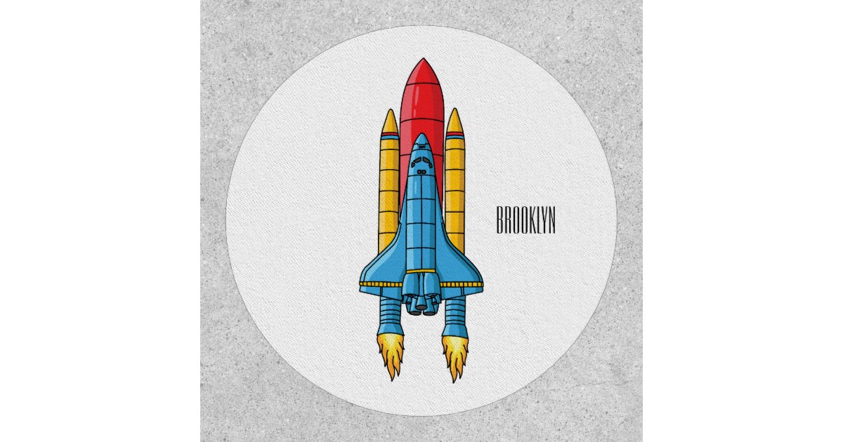 Rocket ship cartoon illustration patch | Zazzle