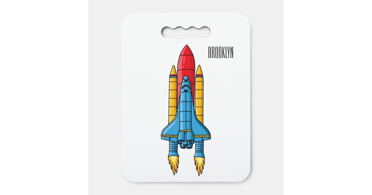 Rocket ship cartoon illustration seat cushion | Zazzle