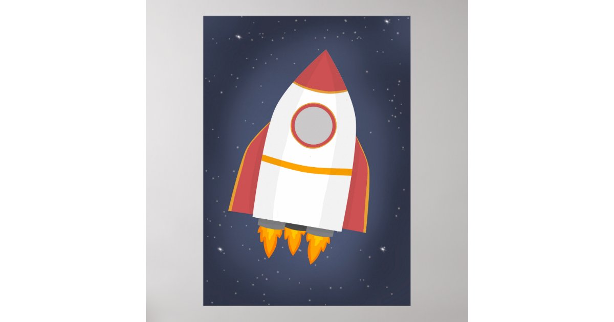 Rocket Ship Illustration Poster | Zazzle