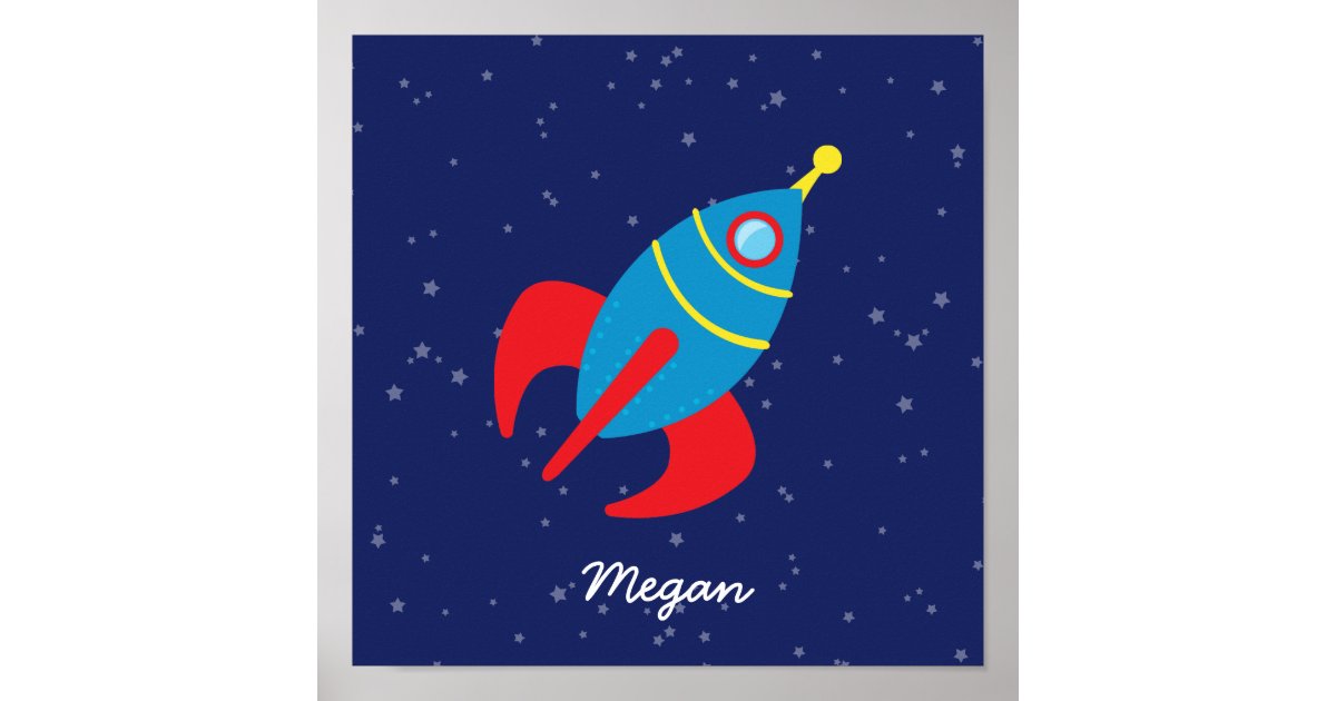Rocket Ship in Space Poster | Zazzle