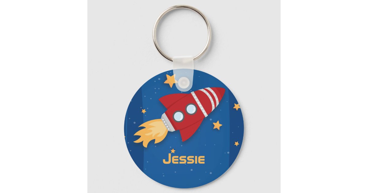 Rocket Ship Keychain | Zazzle