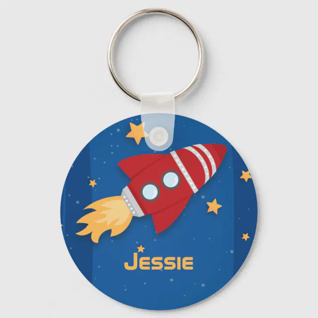 Rocket Ship Keychain | Zazzle