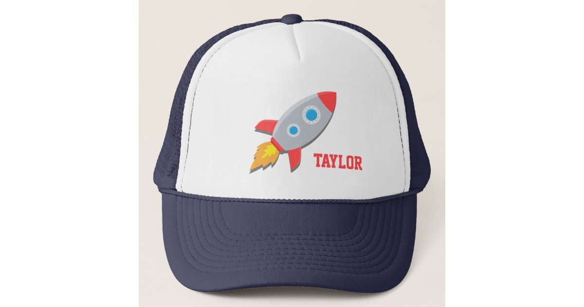 Rocket Ship, Outer Space, For Boys Trucker Hat | Zazzle