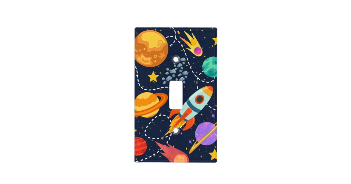 Rocket Ship Outer Space Planets Astronaut Room Light Switch Cover | Zazzle