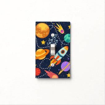 Rocket Ship Outer Space Planets Astronaut Room Light Switch Cover | Zazzle