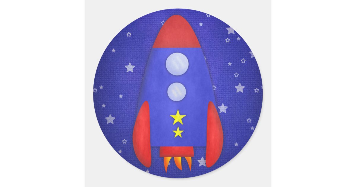 Rocket Ship Party Favor Stickers | Zazzle
