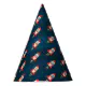 Rocket Ship Patterned Birthday Party Party Hat | Zazzle