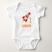Rocket Ship Personalized First Birthday Baby Bodysuit | Zazzle