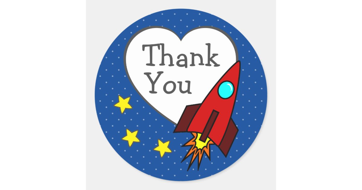 Rocket Ship Thank You Classic Round Sticker | Zazzle
