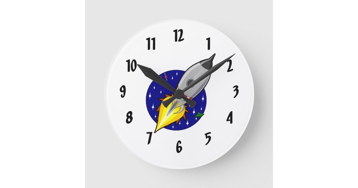 Rocket Ship Wall Clock | Zazzle
