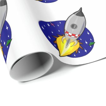 Rocket Ship Wrapping Paper | Zazzle