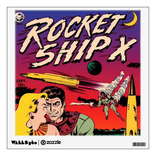 Rocket Ship X Vintage Sci Fi Comic Book Cover Wall Sticker | Zazzle.com