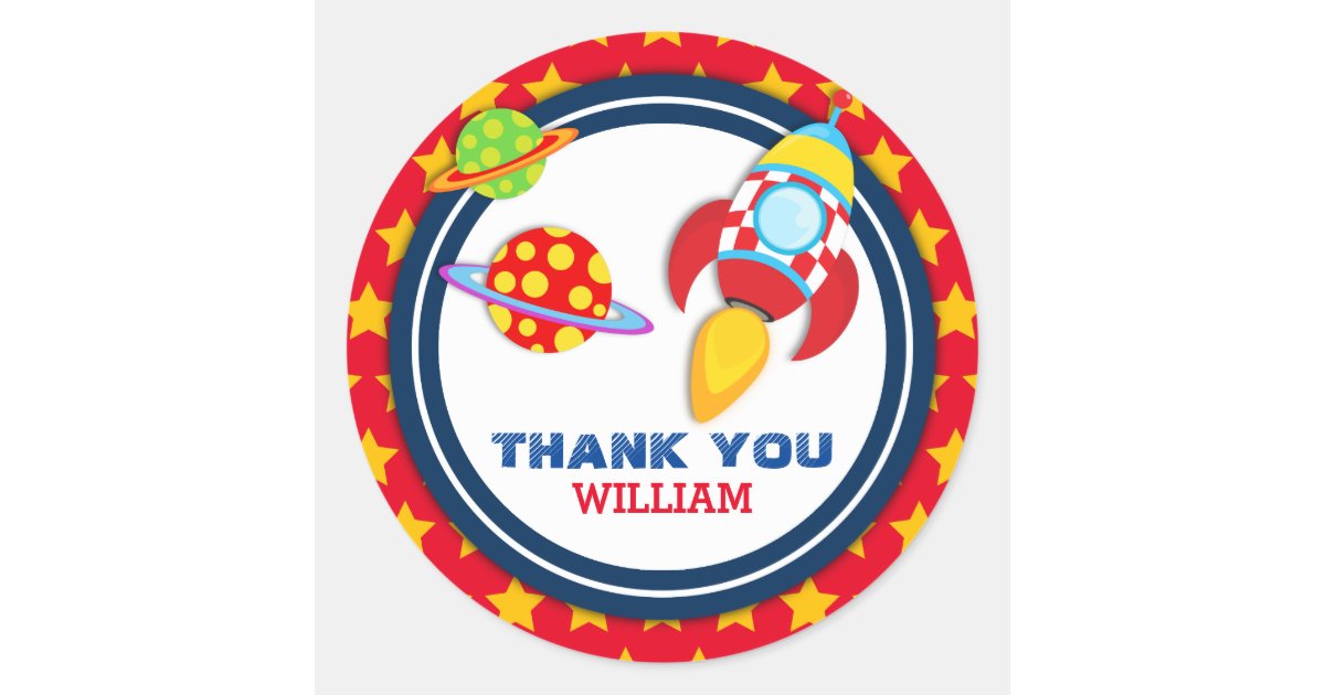 Rocket Spaceship Thank You Favor Tag | Zazzle