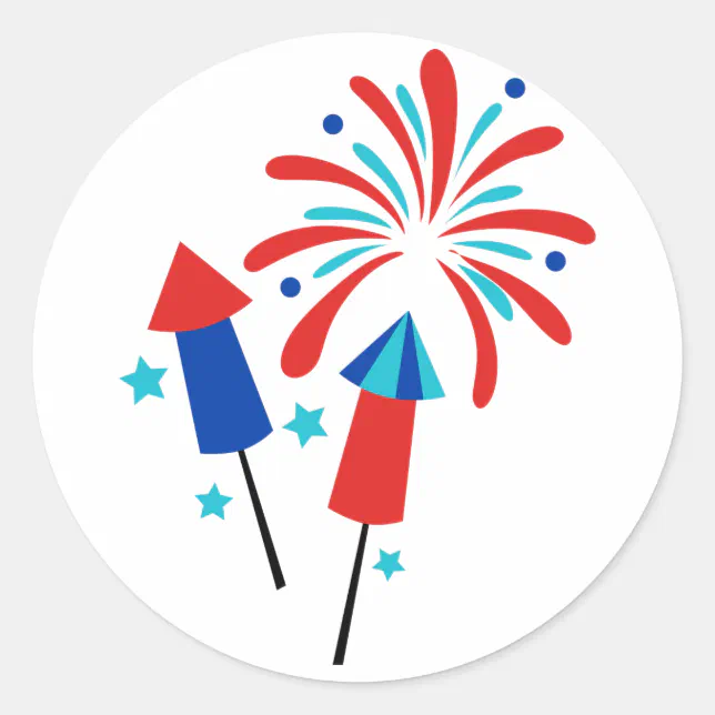 Rockets and Fireworks Classic Round Sticker | Zazzle