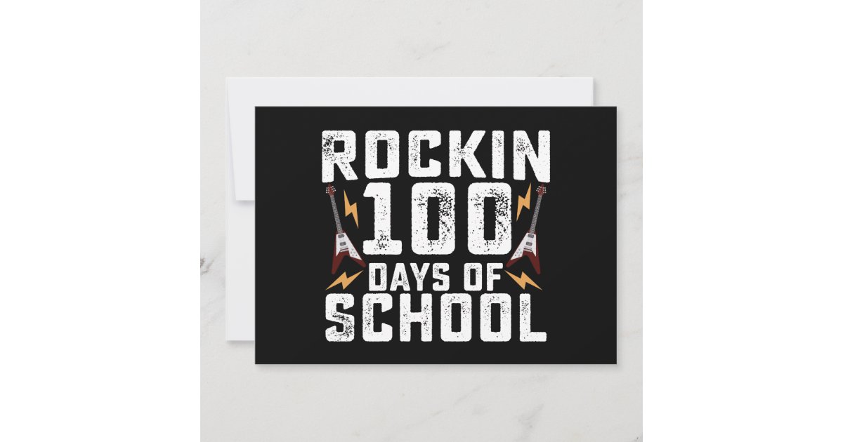 Rockin 100 Days of School Rock Guitar Vintage Invitation | Zazzle