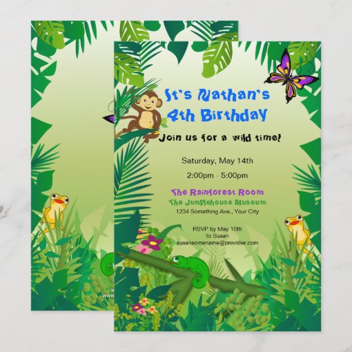 Rockin' Rainforest Birthday Invitation | Zazzle