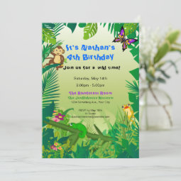 Rockin' Rainforest Birthday Invitation | Zazzle