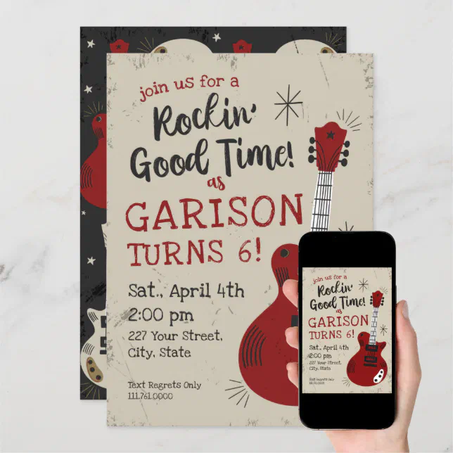 Rocking Good Time Rockstar Birthday Invitation | Zazzle