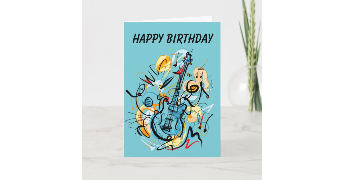 Rocking Guitar Birthday Card | Zazzle
