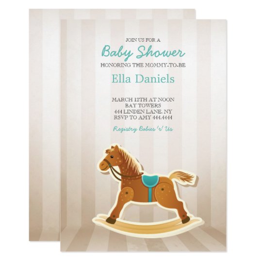 Rocking Horse Baby Shower Boy Invitation | Zazzle.com