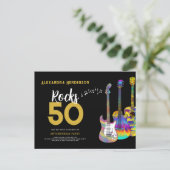 Rocks 50 Guitar 50th birthday party Invitation Postcard | Zazzle