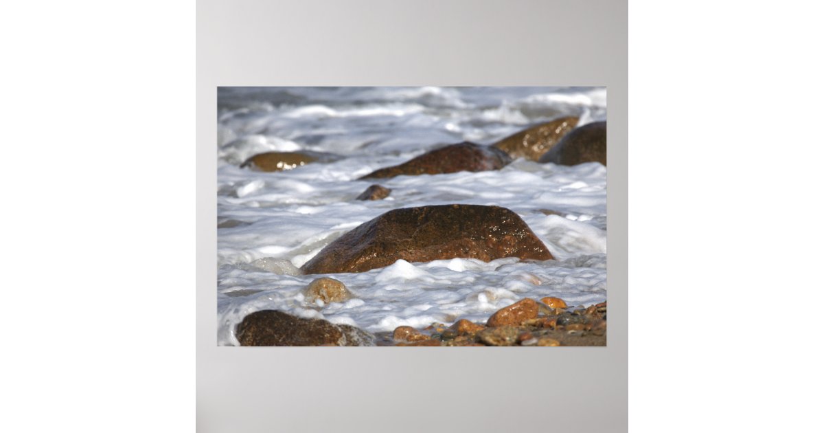 Rocks and Waves in Rhode Island Poster | Zazzle